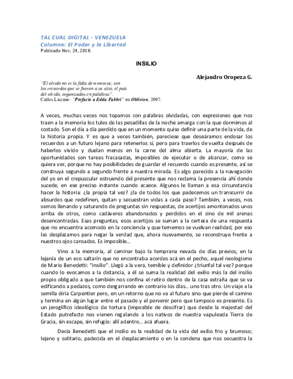 (PDF) TAL CUAL DIGITAL - VENEZUELA Columna: El Poder y la Libertad