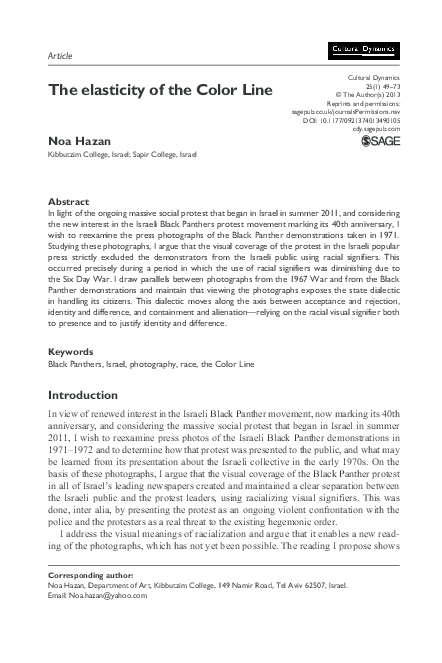(PDF) The Elasticity of the Color Line