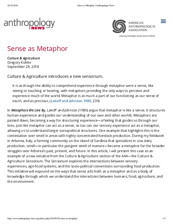 (PDF) Sense as Metaphor