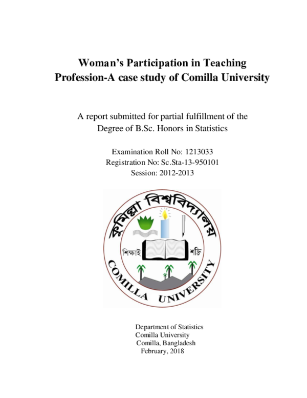 (PDF) Woman’s Participation in Teaching Profession-A case study of Comilla University
