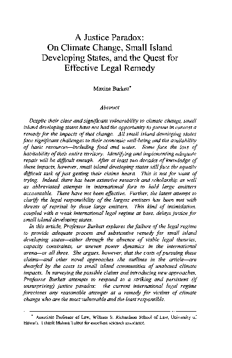 (PDF) A Justice Paradox: On Climate Change, Small Island Developing ...