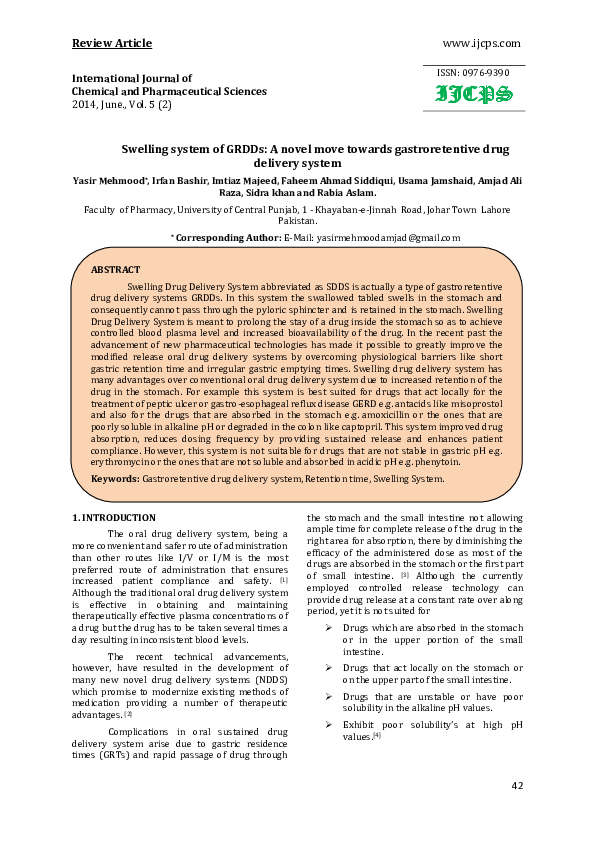 (PDF) Swelling system of GRDDs: A novel move towards gastroretentive ...