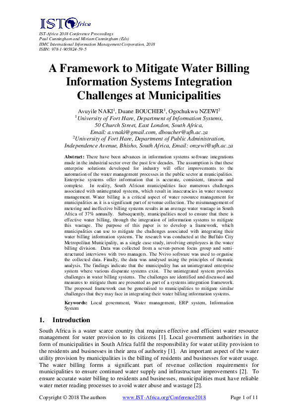 (PDF) A Framework to Mitigate Water Billing Information Systems ...