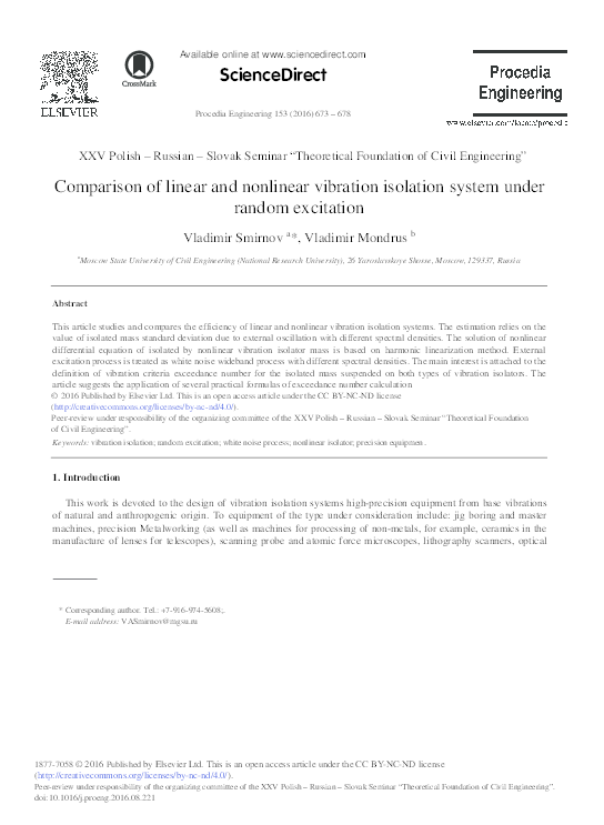 Pdf Comparison Of Linear And Nonlinear Vibration Isolation System