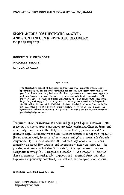 (PDF) Spontaneous Amnesia and Recovery in Repressers