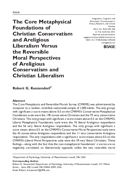 (PDF) The Core Metaphysical Foundations of Christian Conservatism and ...