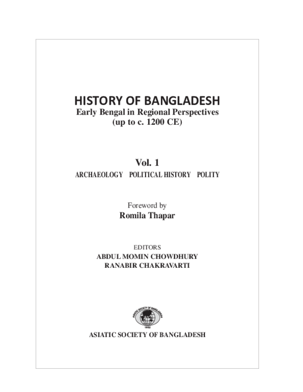 (PDF) HISTORY OF BANGLADESH Vol. 1 ARCHAEOLOGY POLITICAL HISTORY POLITY ...