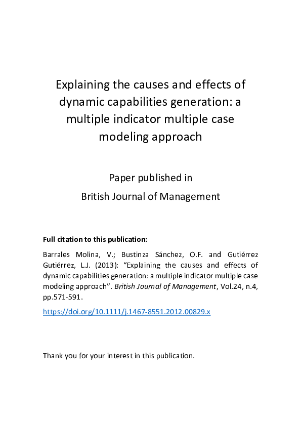 (PDF) Explaining the causes and effects of dynamic capabilities generation: a multiple indicator ...
