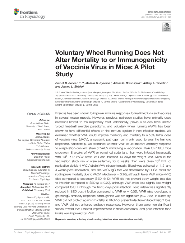 (PDF) Voluntary Wheel Running Does Not Alter Mortality to or ...