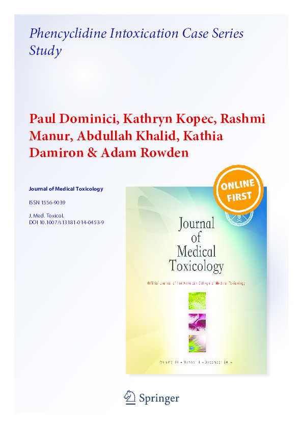 (PDF) Phencyclidine Intoxication Case Series Study | Abdullah khalid ...