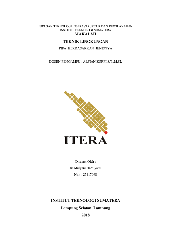 (DOC) MAKALAH TEKNIK LINGKUNGAN INSTITUT TEKNOLOGI SUMATERA