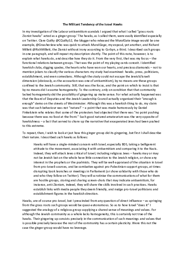 (PDF) The Militant Tendency of the Israel Hawks
