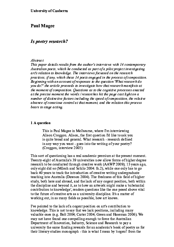 (PDF) Is poetry research?