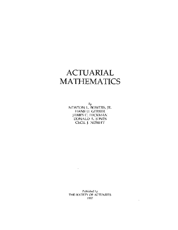 (PDF) Actuarial Mathematics