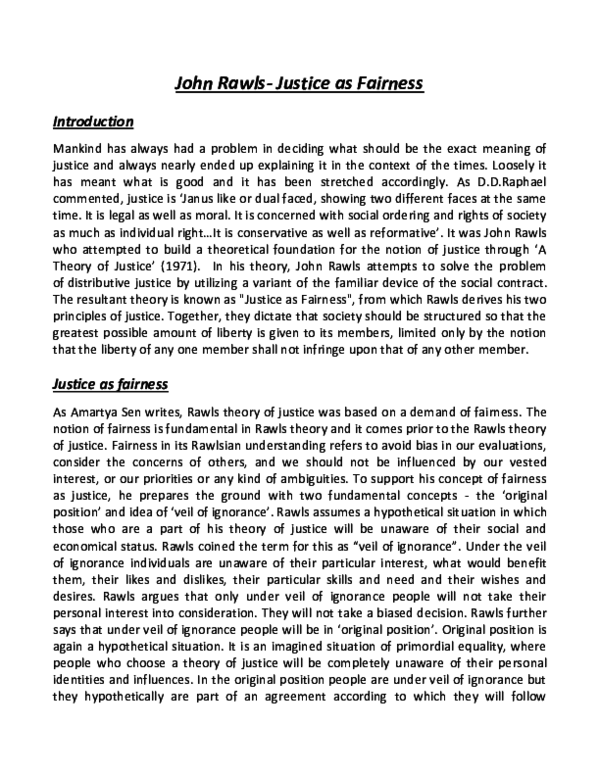 (PDF) John Rawls-Justice as Fairness