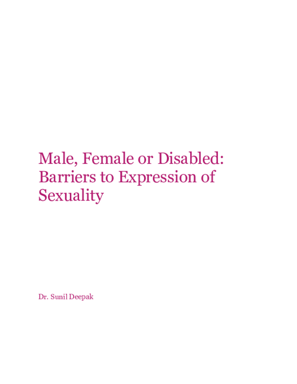 Pdf Male Female Or Disabled Barriers To Expression Of Sexuality