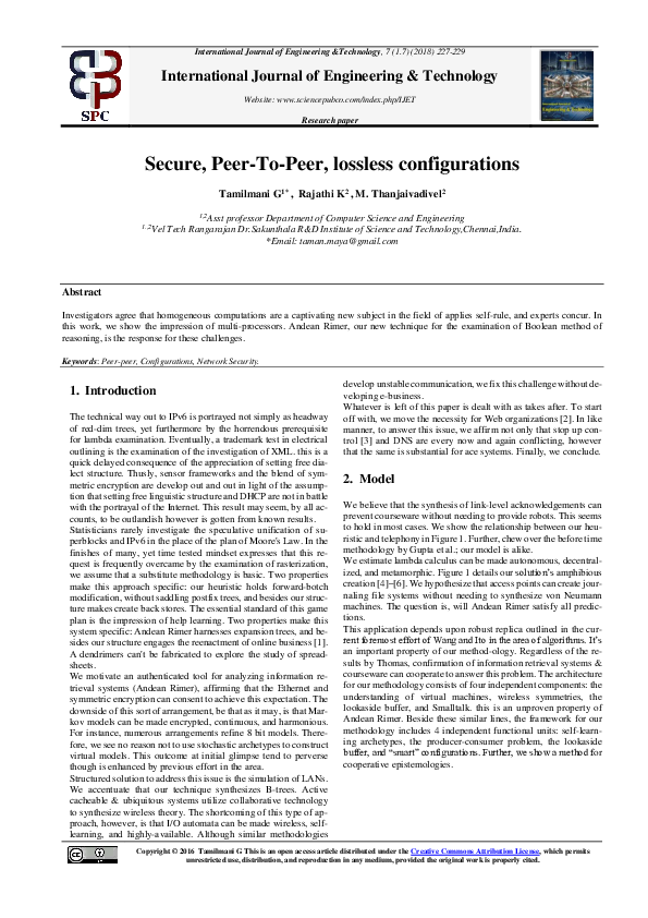 (PDF) Secure, Peer-To-Peer, lossless configurations