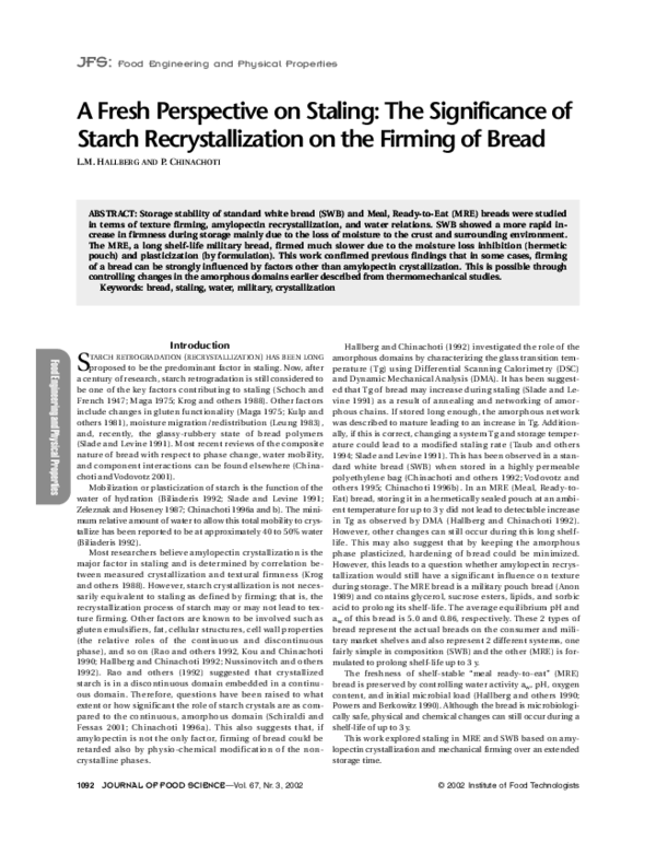 (PDF) A Fresh Perspective on Staling: The Significance of Starch ...