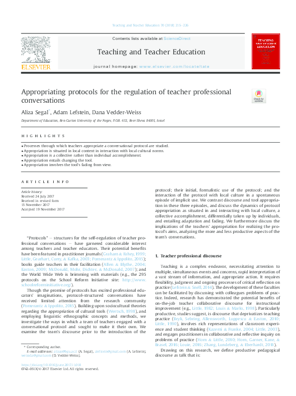 (PDF) Appropriating protocols for the regulation of teacher ...