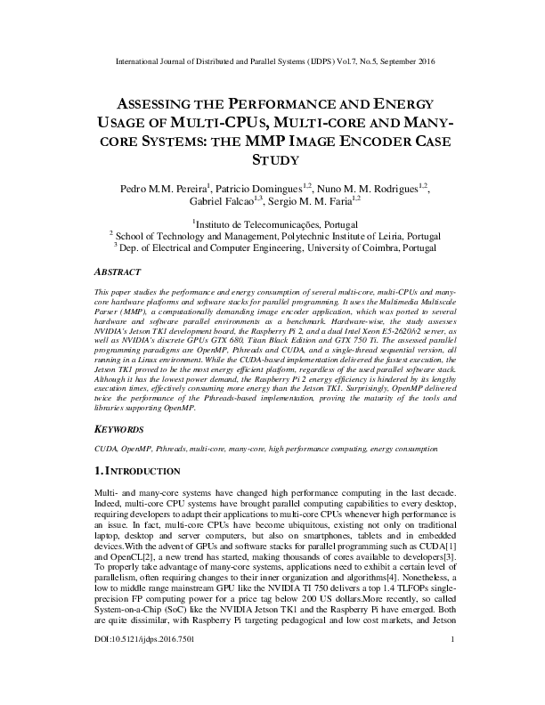 Pdf Assessing The Performance And Energy Usage Of Multi Cpus Multi