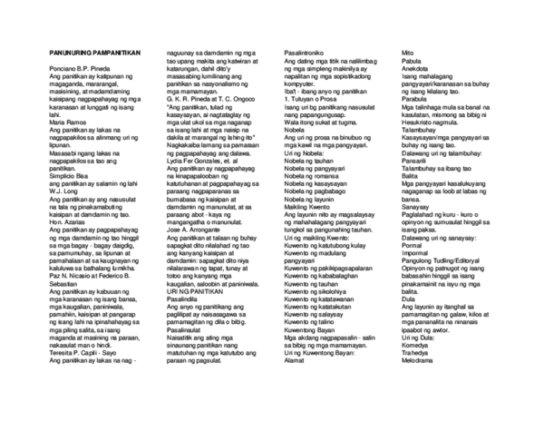 (DOC) PANUNURING PAMPANITIKAN