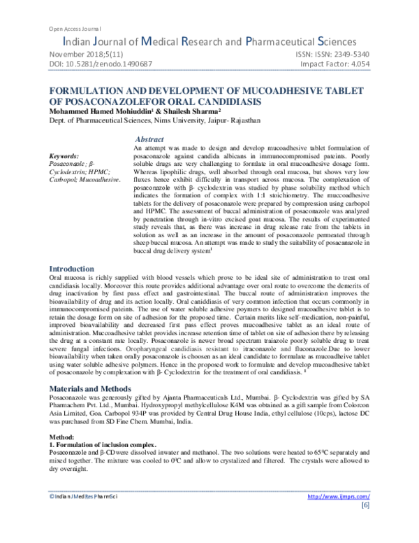 (PDF) FORMULATION AND DEVELOPMENT OF MUCOADHESIVE TABLET OF ...