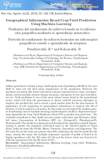 (PDF) Geographical Information Based Crop Yield Prediction Using ...