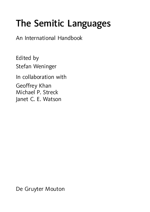 (PDF) *Semitic Languages: An International Handbook*, eds. Stefan ...