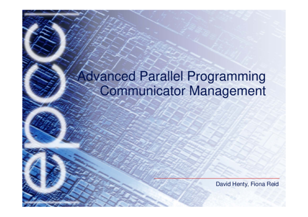 (PDF) Advanced Parallel Programming Communicator Management