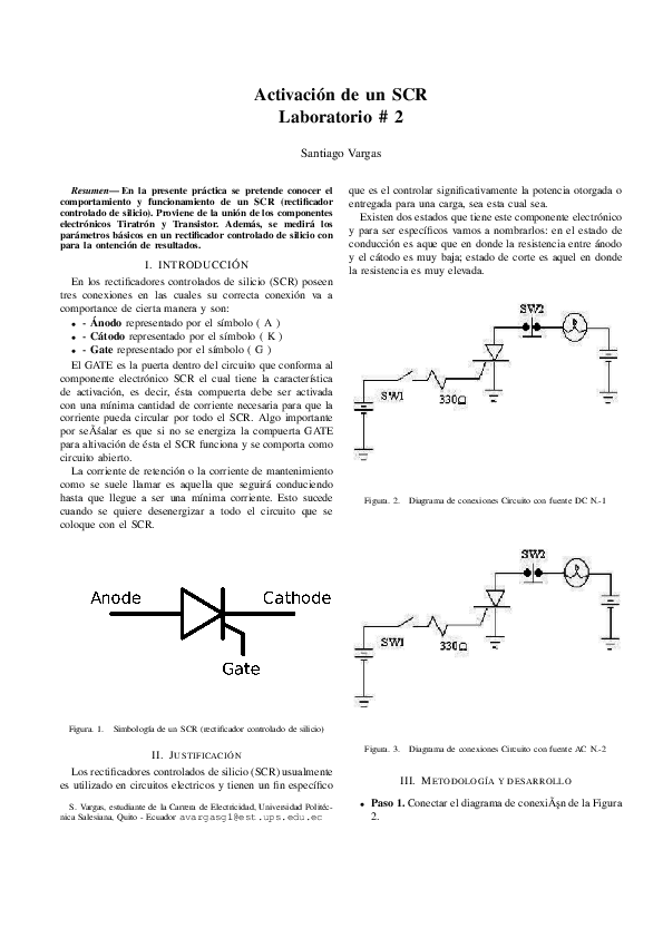 (PDF) Activación de un SCR Laboratorio # 2