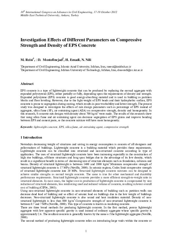 (PDF) Investigation Effects of Different Parameters on Compressive ...