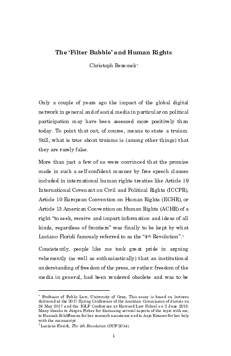(PDF) The 'Filter Bubble' and Human Rights