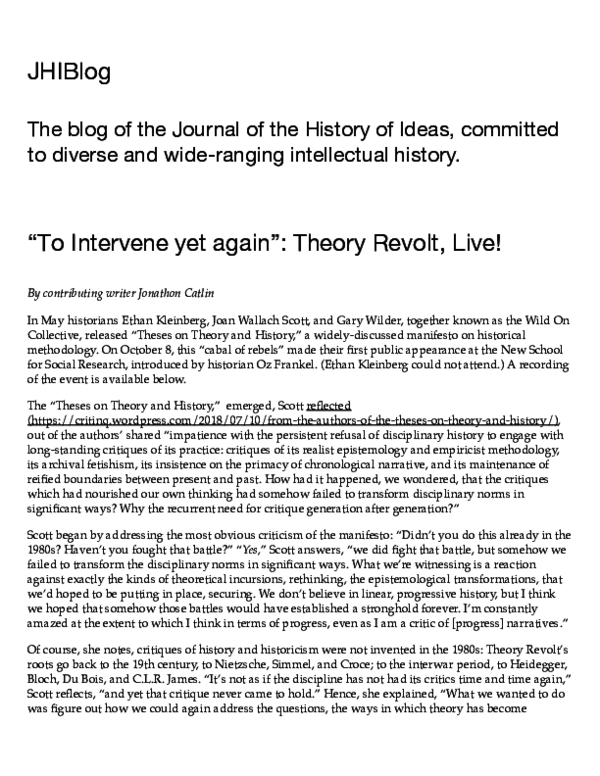 (PDF) "To Intervene yet again": Theory Revolt, Live! | Jonathon Catlin ...