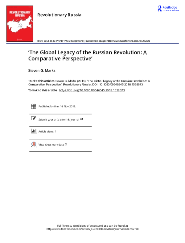 (PDF) 'The Global Legacy of the Russian Revolution: A Comparative ...