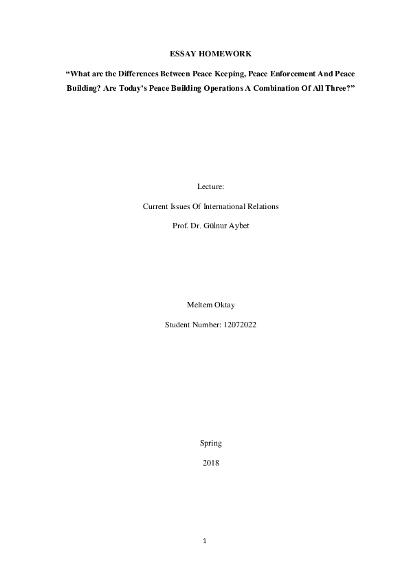 (PDF) ESSAY " What are the Differences Between Peace Keeping, Peace ...