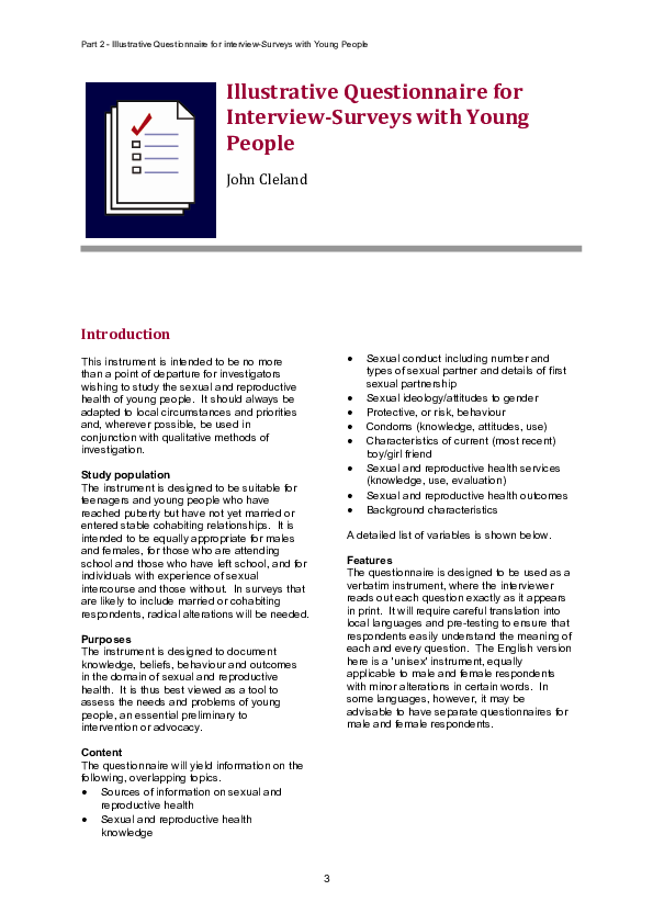 (PDF) Part 2 -Illustrative Questionnaire for interview-Surveys with ...