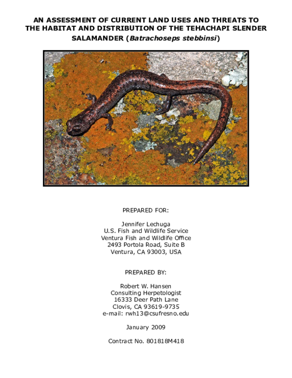 (PDF) AN ASSESSMENT OF CURRENT LAND USES AND THREATS TO THE HABITAT AND ...