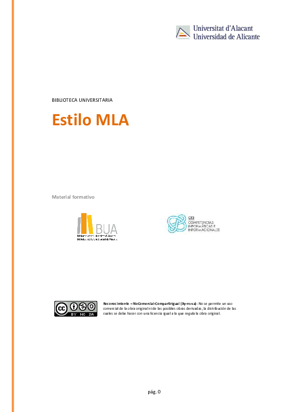 (PDF) Estilo MLA Material formativo