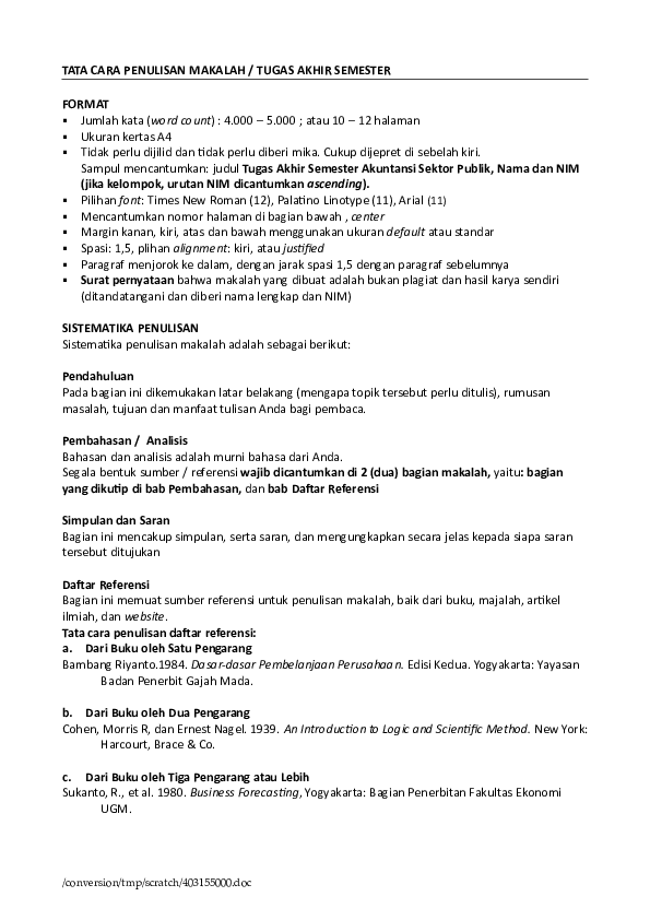 (DOC) TATA CARA PENULISAN MAKALAH / TUGAS AKHIR SEMESTER