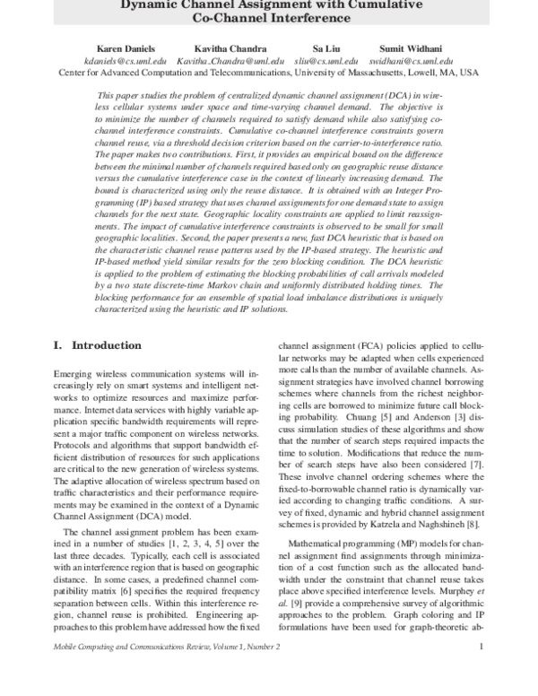 (PDF) Dynamic channel assignment with cumulative co-channel interference