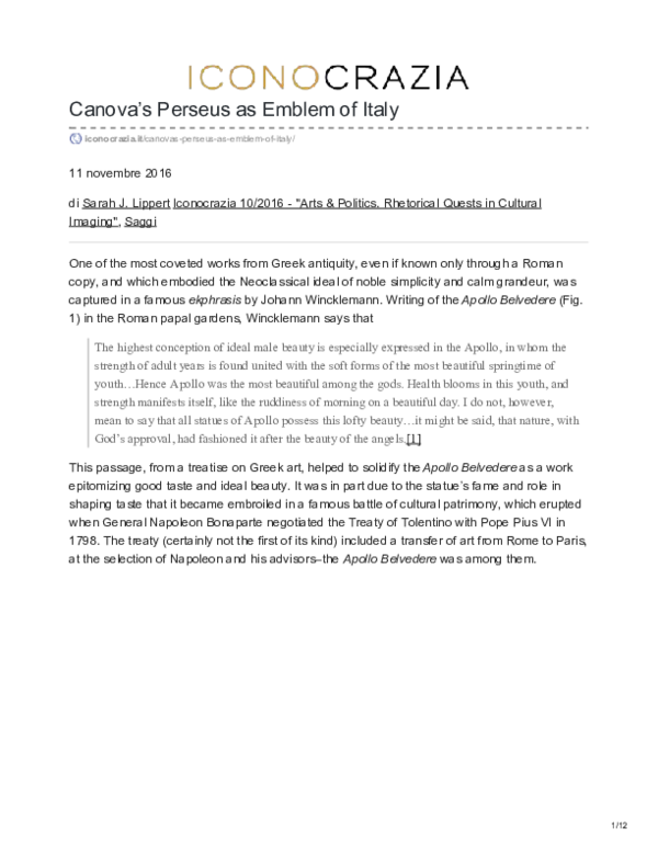 (PDF) Canova’s Perseus as Emblem of Italy