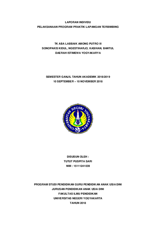 (PDF) LAPORAN PELAKSANAAN PROGRAM INDIVIDU PAUD UNY