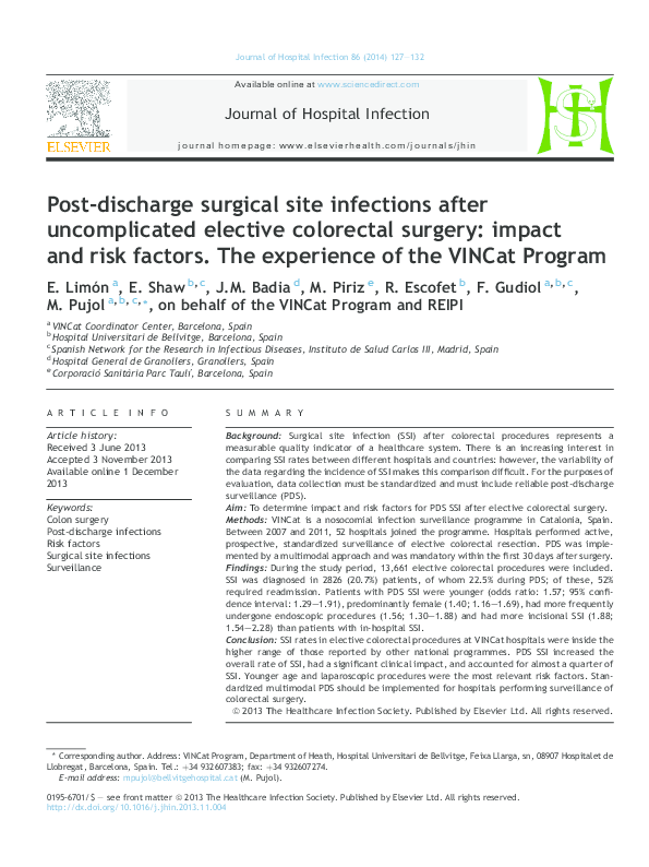 (PDF) Post-discharge surgical site infections after uncomplicated ...