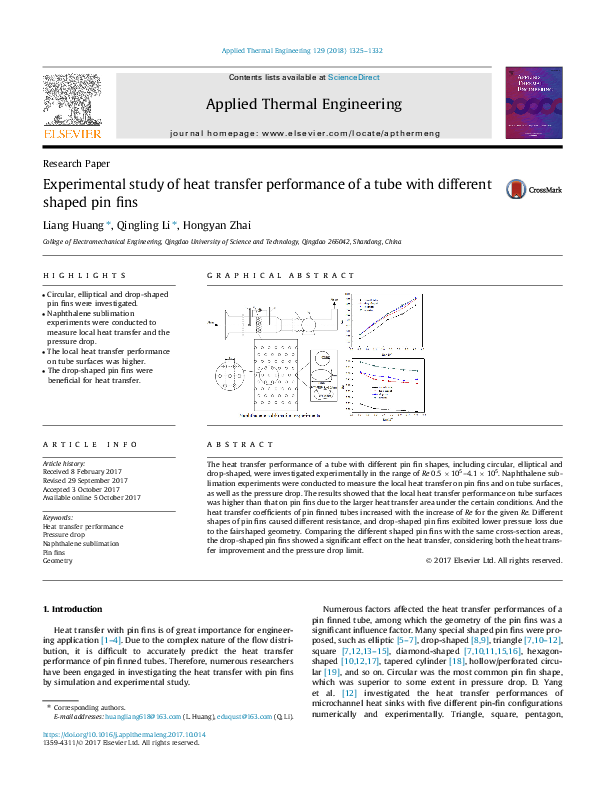 (PDF) Experimental study of heat transfer performance of a tube with ...