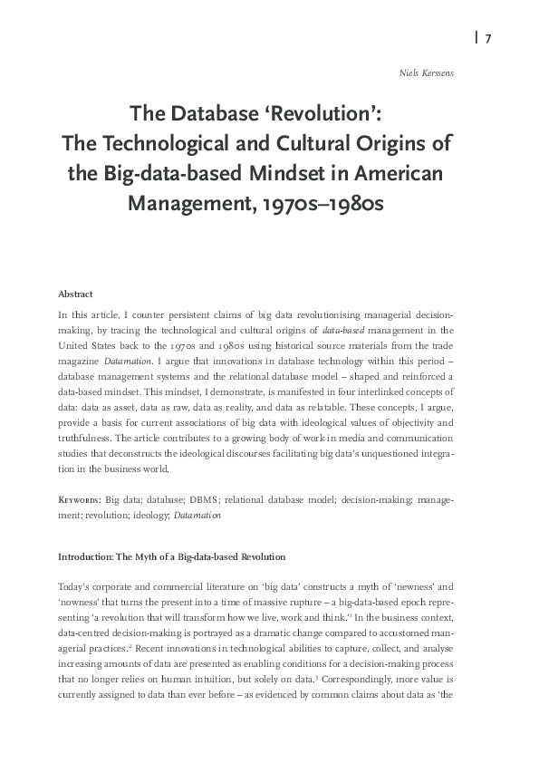 (PDF) The Database 'Revolution': The Technological and Cultural Origins ...