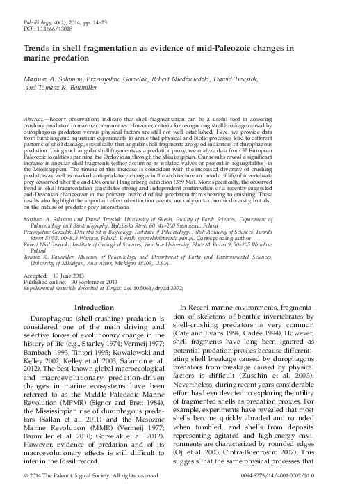 (PDF) Trends in shell fragmentation as evidence of mid-Paleozoic ...