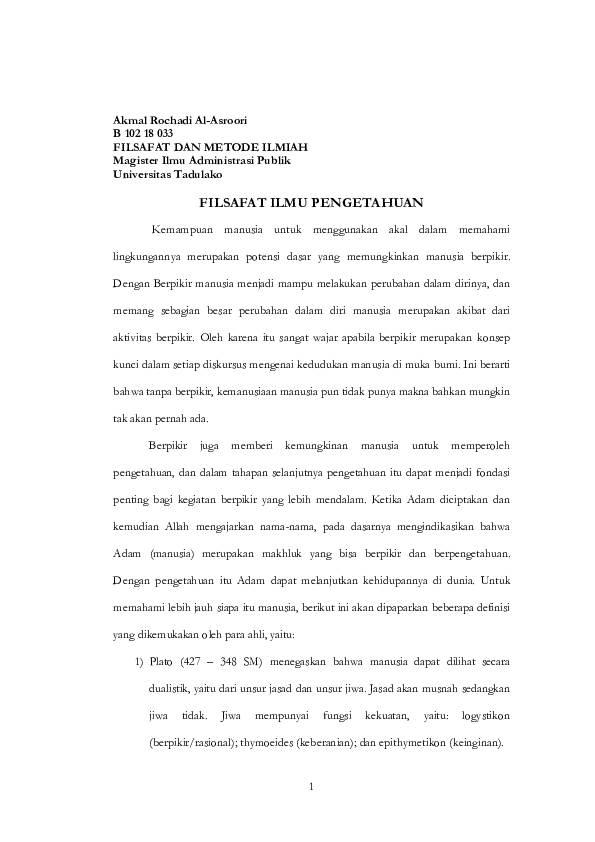 (DOC) FILSAFAT ILMU PENGETAHUAN