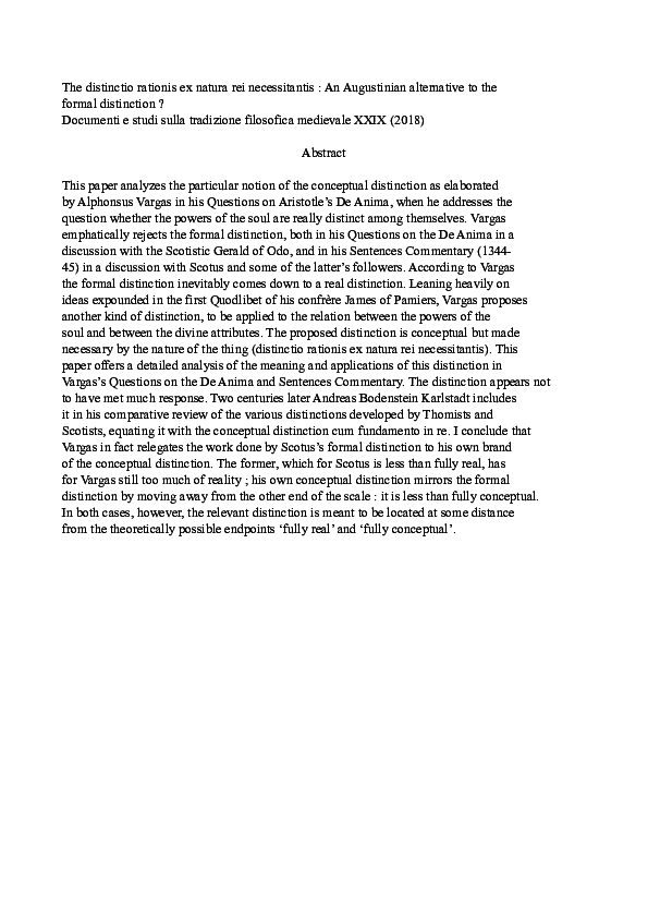 (PDF) The distinctio rationis ex natura rei necessitantis An ...