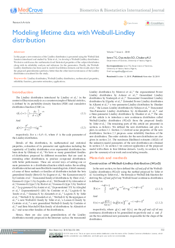 Pdf Modeling Lifetime Data With Weibull Lindley