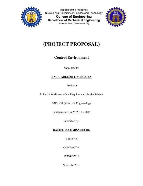 (DOC) PROJECT PROPOSAL) Control Environment